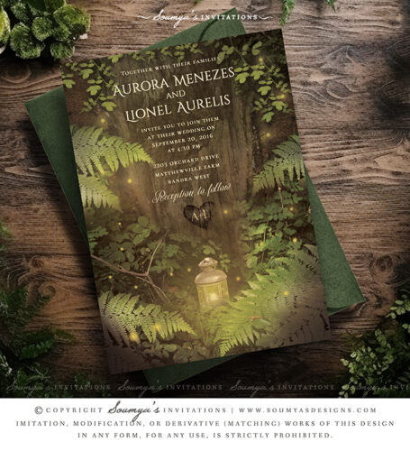 Rustic Forest Wedding Invitations, Green Wedding Invitations, Enchanted ...