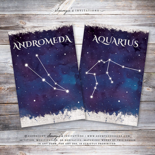 Constellation Galaxy Star Wedding Table Numbers, Celestial Starry Night ...