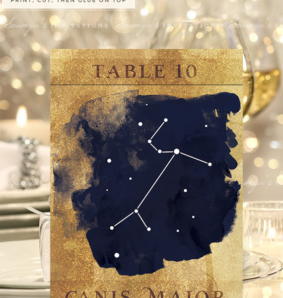 Constellation Table Numbers, Starry Night Stars Wedding Table Numbers ...