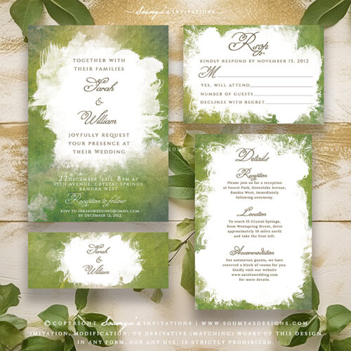 Elegant Rustic Wedding Invitations, Forest Wedding Invitation, Sage ...