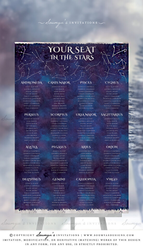 Galaxy Seating Chart, Celestial Seating Chart, Starry Night Wedding ...