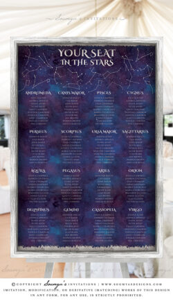 Constellation Galaxy Star Wedding Table Numbers, Celestial Starry Night ...