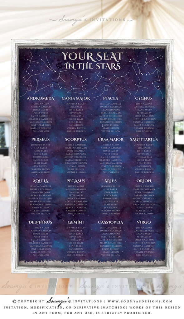 Galaxy Seating Chart, Starry Night Seating Chart, Celestial Seating ...