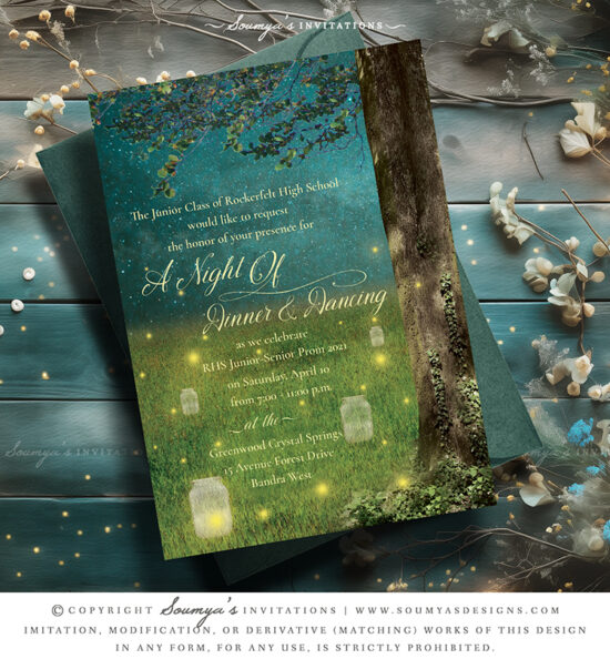 Enchanted Forest Prom Invitation, Woodland Party Invitation, Rustic ...