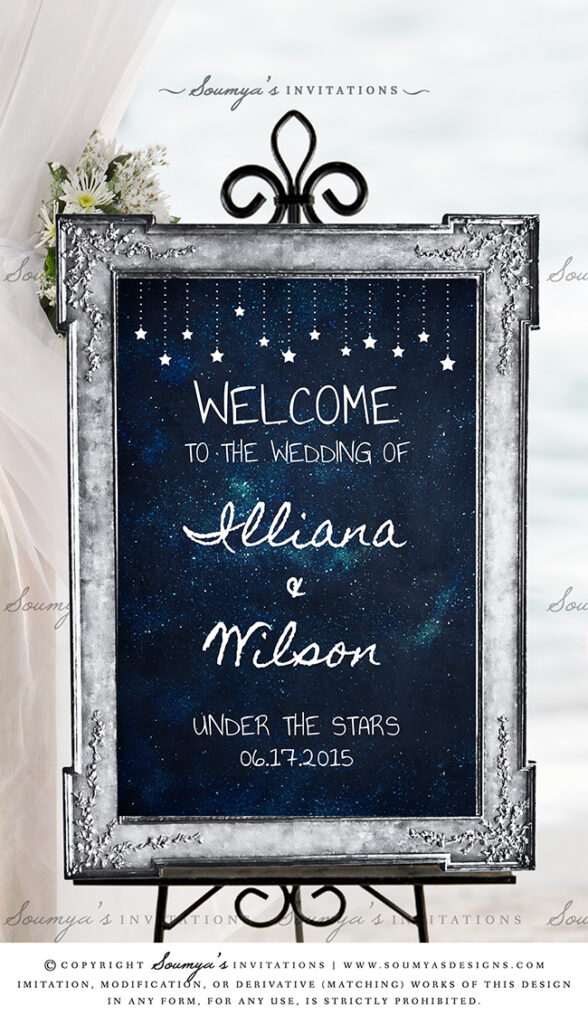 Starry Night Welcome Sign, Galaxy Space Cosmos Astronomy Stars Wedding ...
