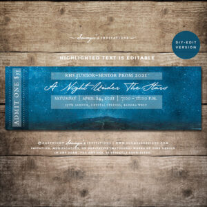 Starry Night Prom Ticket, Under The Stars Prom Party Admission Tickets ...