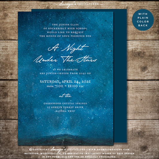 Starry Night Prom Invitation, Under The Stars Prom Party Invite ...