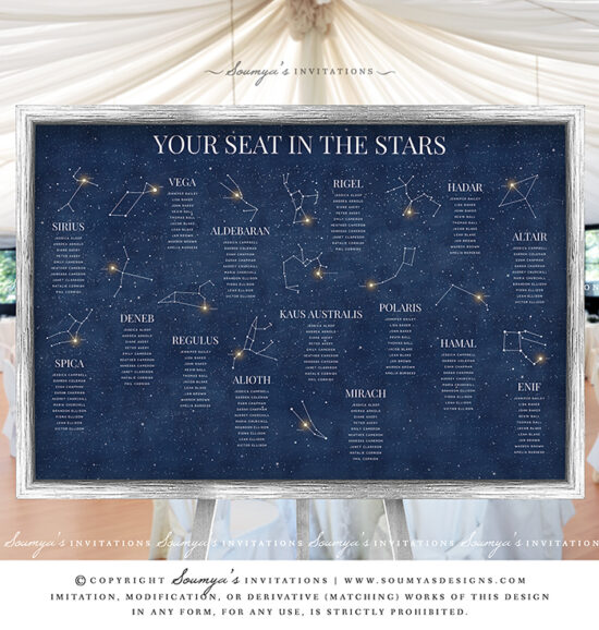 Star Seating Chart, Starry Night Sky Seating Chart, Celestial Galaxy ...