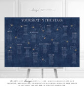 Starry Night Table Numbers, Constellation Table Numbers, Navy Blue ...