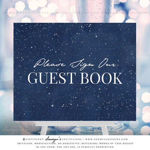 Starry Night Guest Book Sign, Celestial Wedding Signs, Night Sky Cards ...