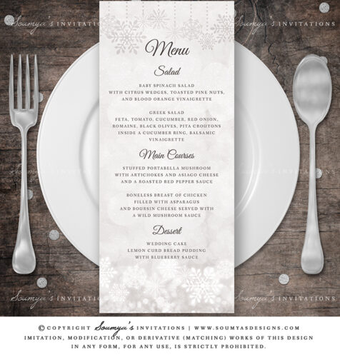 Dusty Blue Wedding Invitation Set, Winter Wonderland Wedding Invitation ...