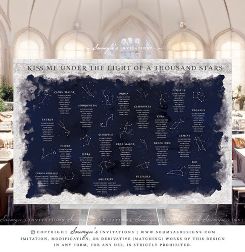 Galaxy Seating Chart, Celestial Seating Chart, Starry Night Wedding ...