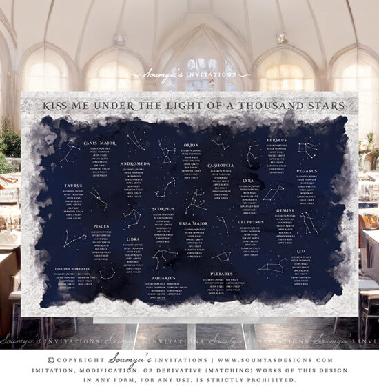 Galaxy Seating Chart, Celestial Seating Chart, Starry Night Wedding Seating Chart, Constellation ...