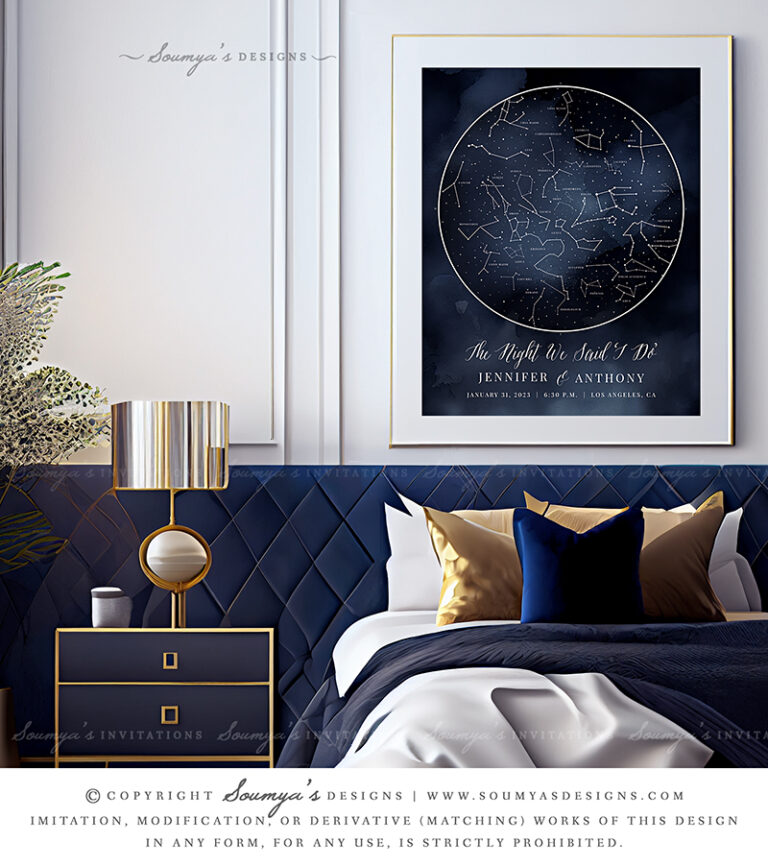 Personalized Star Map, Custom Star Chart By Date, Wedding Gift ...