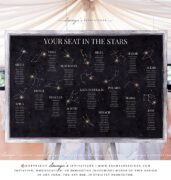 Celestial Seating Chart, Black Starry Night Sky Wedding Seating Chart ...