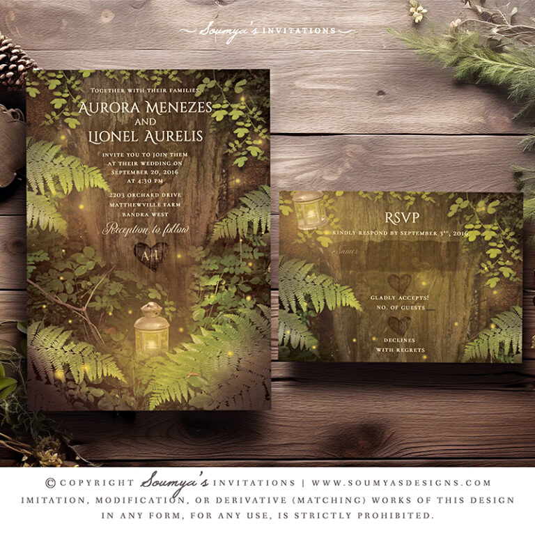 Enchanted Forest Wedding Invitation, Mason Jar Fireflies Wedding ...