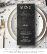 Celestial Wedding Menu, Stars Theme Menu, Starry Night Menu, Black ...