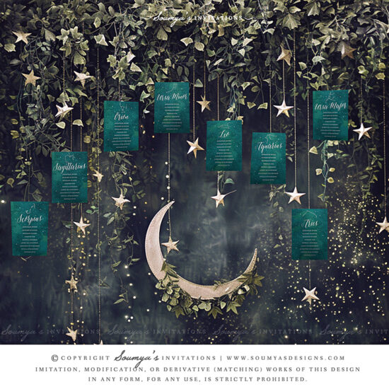 Emerald Green Celestial Constellation Galaxy Seating Chart Plan ...